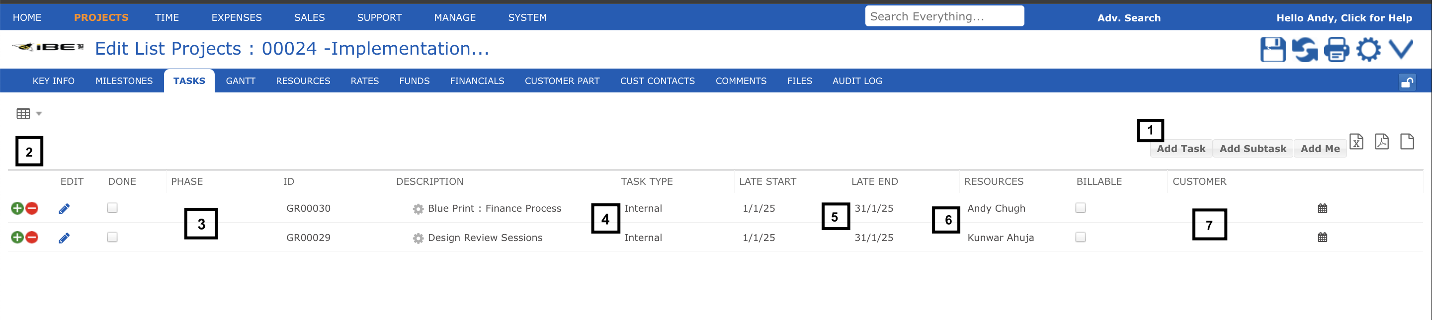 Adding Tasks to a Project